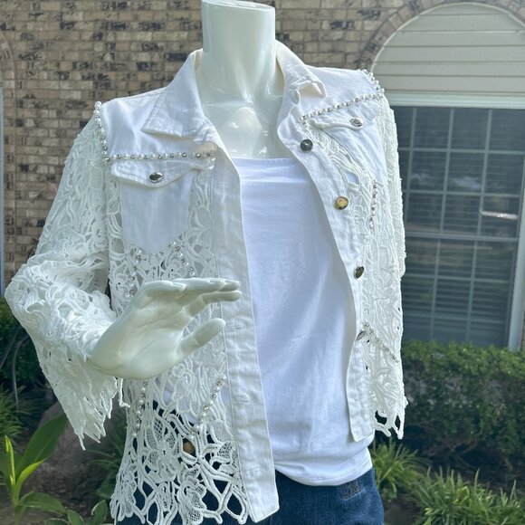 Boston Proper | Jackets & Coats | Boston Proper Embellished Lace Three ...